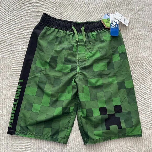 Minecraft | Swim | Minecraft Boys Swim Shorts Trunks Large Creeper Upf ...